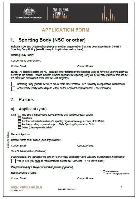 How to apply | National Sports Tribunal